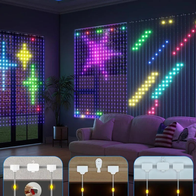 APP Controlled 16 Million Colors RGB LED Curtain Lights Holiday Party ...