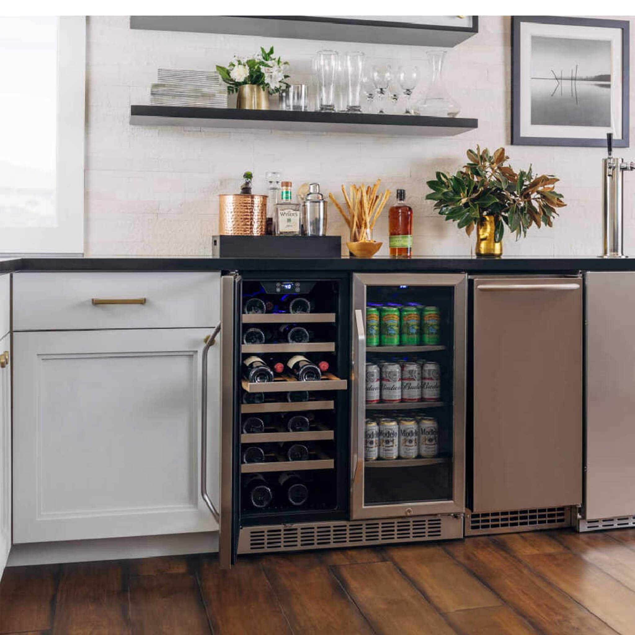 Edgestar 30" Wide 28 Bottle Built In Dual Zone Beverage Center With 86 ...