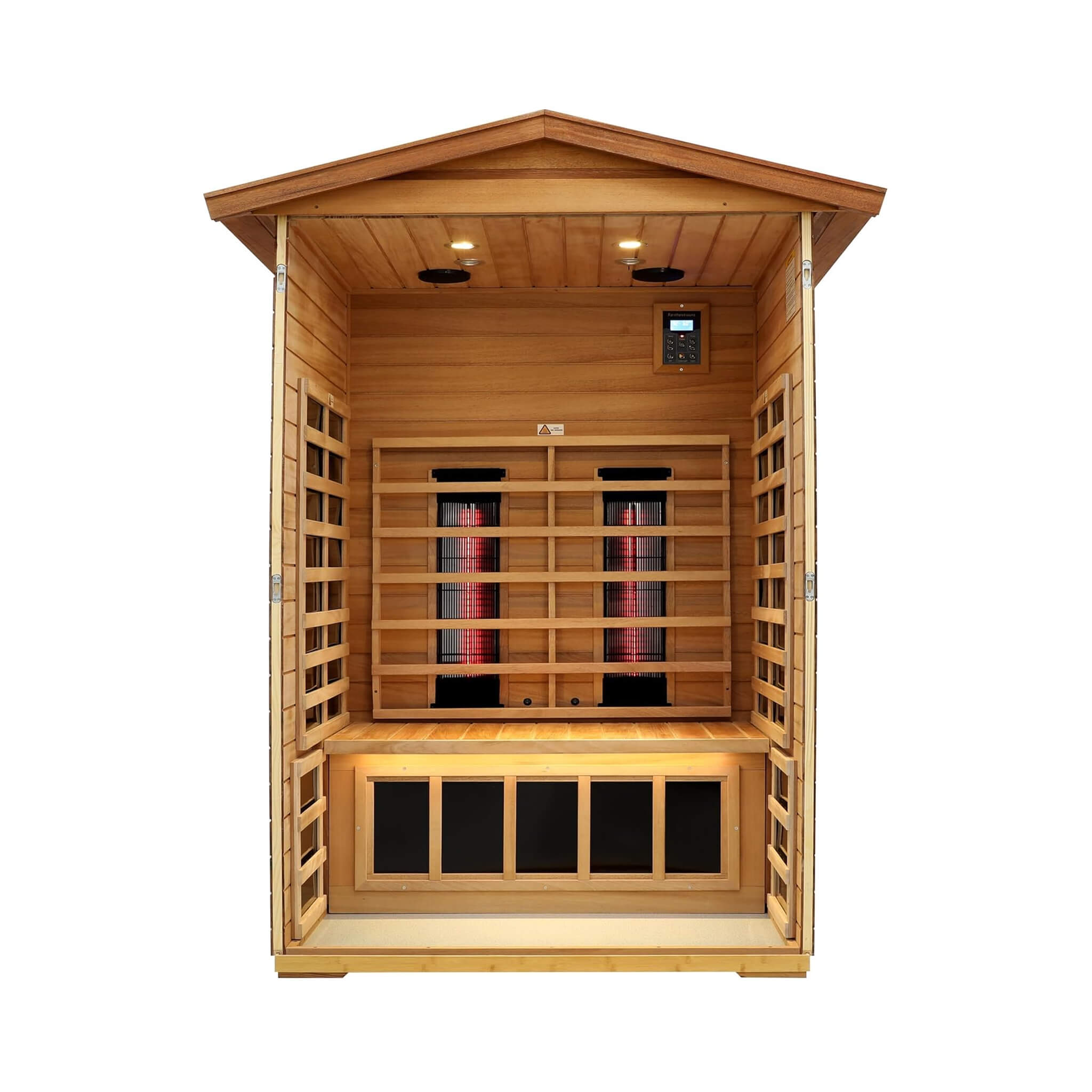 Deluxe 2-Person Outdoor Mahogany Low EMF Far Infrared Sauna With Bluet ...